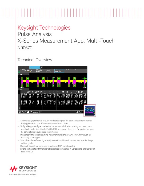 N9067C Pulse Analysis X-Series Measurement App, Multi-Touch PDF Asset Page | Keysight